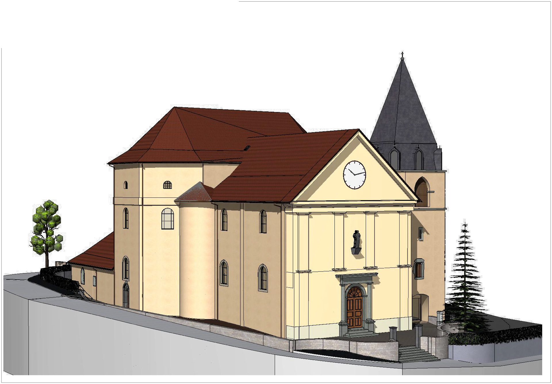 Architecte Valais : Plan d'une église après numérisation 3d